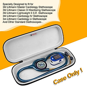BOVKE Stethoscope Case, Lightweight Slim Stethoscope Holder Compatible with 3M Littmann Classic III, Lightweight II S.E, Littmann Cardiology IV, MDF Acoustica Deluxe Stethoscopes, Black