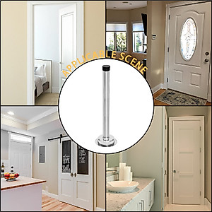 Suiwotin 1pc 8 Inch Door Stops, Self Adhesive Long Door Stopper, Stainless Steel Sound Dampening Door Stop, Wall Mount Screw Doorstop with Rubber Bumper (Silver)