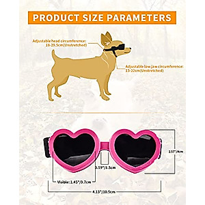Suxible Dog Goggles Small Breed Dog Sunglasses, UV Protection Heart Shape Dog Sunglasses with Adjustable Strap, Waterproof Goggles for Dogs Doggy Pet Puppy Sun Glasses Doggie Windproof Glasses-Pink