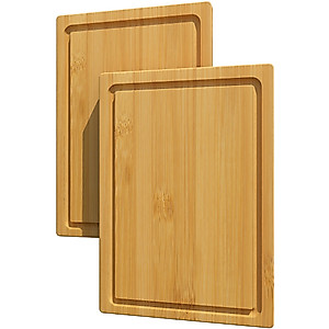 Utopia Kitchen Extra Large Bamboo Cutting Board with Juice Groove - Kitchen Chopping Board for Meat Cheese and Vegetables (17 x 12 Inch) (2)