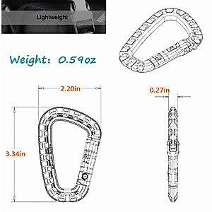 JCPLYNN Tactical Carabiner Keychain - 15 Pack Enforcement Hard Polymer Light Weight Carabiner D Ring Locking Hanging Hook Tactical Spring Snap Gear Clip Utility Hooks (Dark Green)