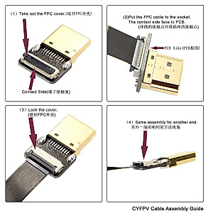 Xiwai CYFPV Mini HDMI Female to Micro HDMI Male Extension FPC Flat Cable 1080P for FPV HDTV Multicopter Aerial Photography (0.8M)