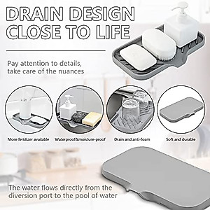 Esmartlife Kitchen Soap Tray,Silicone SpongeTray, Kitchen Sponge Holder, Kitchen Soap Tray,Silicone Soap Holder for Kitchen Sink/Bathroom,Soap Dispenser with Drain (Pack of 1)