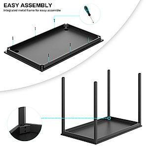 EE EUREKA ERGONOMIC 47 Inch Walnut & White Home Office PC Computer Desk, Simple Modern Work Study Writing Gaming Table for Small & Medium Spaces Desktop with Metal Legs, Sturdy & Easy Assembly