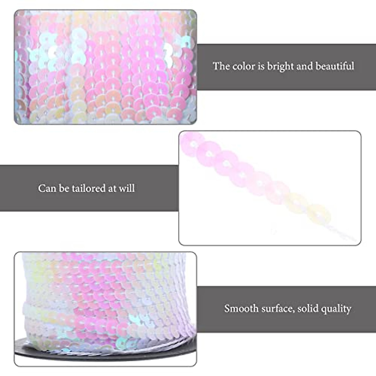 COHEALI 1 Roll of Clothing Sewing Sequins DIY Sequins PVC Sequins for Bag Shoes DIY Material（White）
