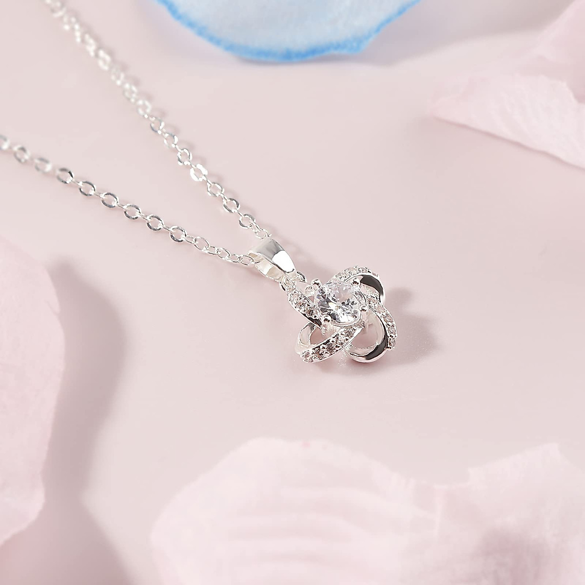 Harry and Henry Birthday Gifts for Women 40th 50th 60th 70th 80th 90th Birthday Necklace for Her Zircon Love Knot Necklace Gifts for Birthday （80th birthday gifts for her）