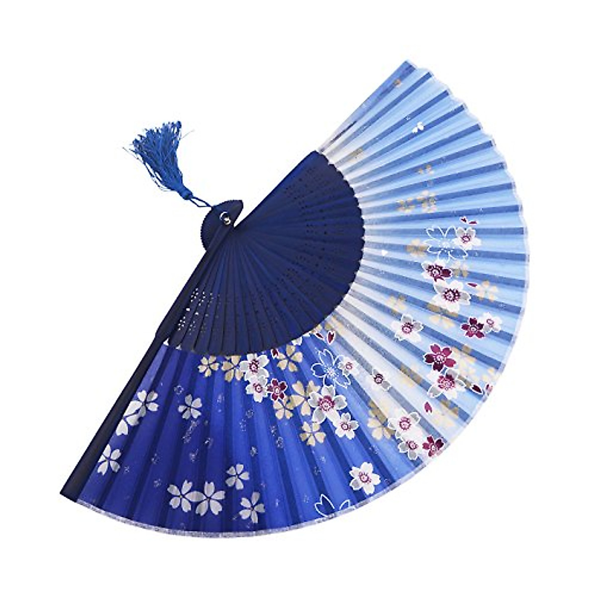 Amajiji® Charming Elegant Modern Woman Handmade Bamboo Silk 8.27" (21cm) Folding Pocket Purse Hand Fan (CZT-08)