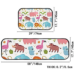 Vantaso Kitchen Floor Mat Rug Wild Animals Set of 2 Cushioned Non-Slip Comfort Runner Rugs