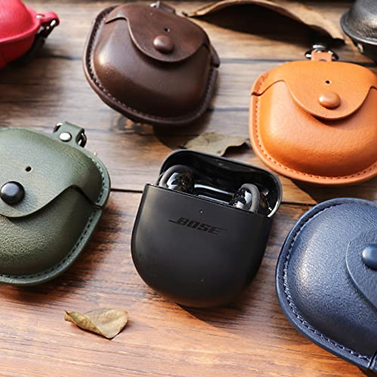 SKPY for Bose Quietcomfort Earbuds II Case, Protector Headphones Accessories Qc 2 Leather 2022 New Cover, Gift for Kids Teens Boys Girls (Brown)