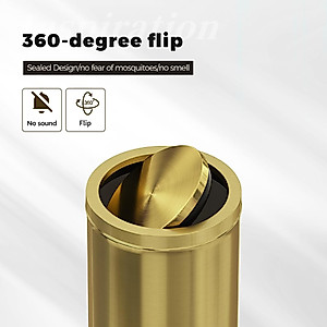 LEASYLIFE 30L/8GAL Gold Brass Kitchen Trash Can,Tall Commercial Garbage can，Large Capacity FILP lid Trash can for Kitchen,Shopping mall,Elevator gate,Airport, Hotel,Commercial (Gold)