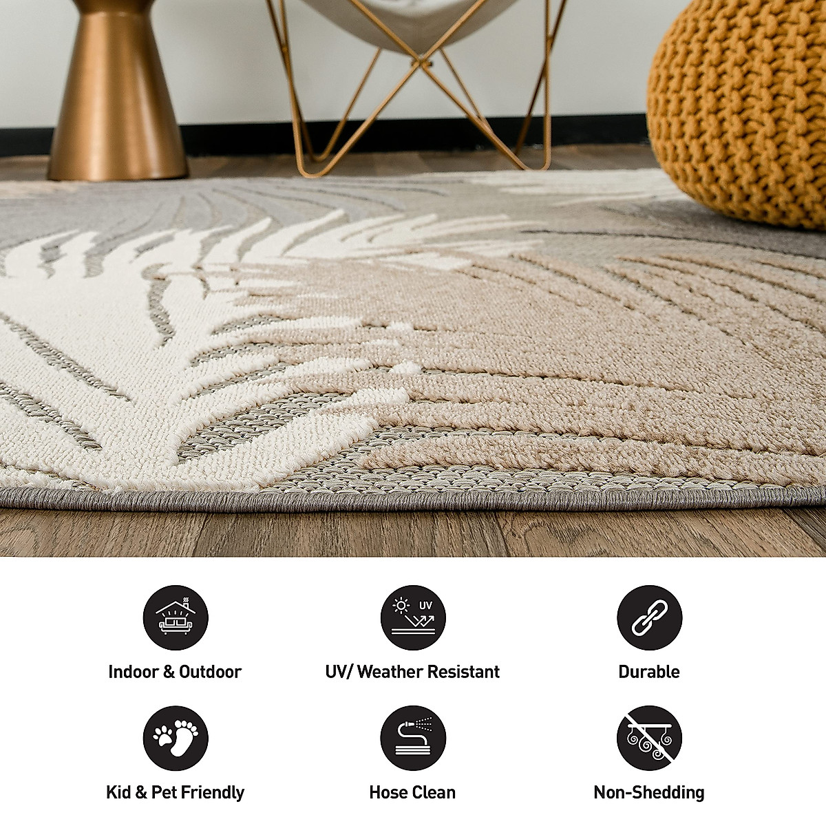 Rugshop Lucca Contemporary Floral Indoor/Outdoor Area Rug 7'10" x 10' Gray