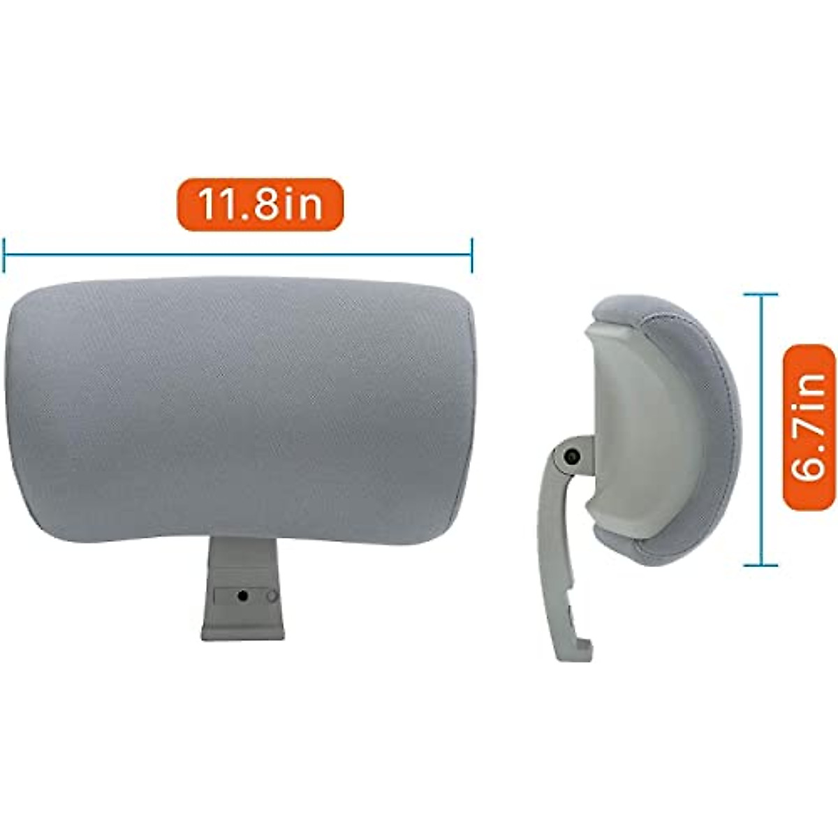 CLATINA Adjustable Height Upholstered Headrest for Mellet Series Ergonomic Chair High Head Cushion for Home Office Chair, Grey