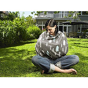 Baby-Car-Seat-Covers-ACRABROS Multifunctional Infant Car Seat Canopy,Nursing Cover Breastfeeding Scarf Soft Breathable Stretchy 360 Coverage,for Boys Girls,Gray