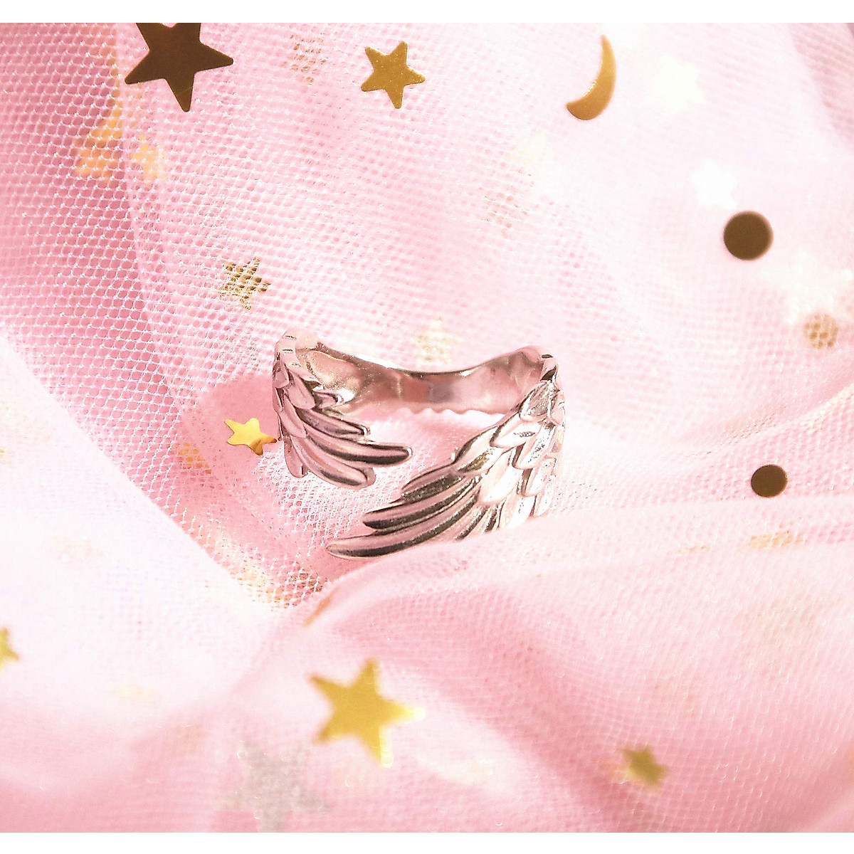 Helen de Lete Guardian Angel Wings S925 Sterling Silver Adjustable Ring