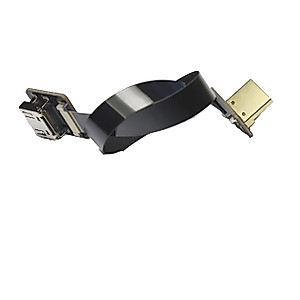 Short Flat Slim Thin HDMI FFC FPV HDMI Cable Standard HDMI Female Plug to Standard HDMI Male 90 Degree Compatible with RED blackmagic BMCC Sony FS7 Canon C300 Black 10cm