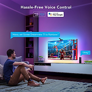 Govee Envisual TV LED Backlights for 75-85 inch TVs, 16.4ft RGBIC WiFi DreamView T1 TV Backlights with Camera, Works with Alexa & Google Assistant, App Control, LED Lights for TV, Scene Mode, H6199