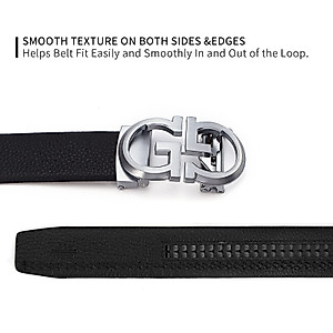 ARIMIA Fashion Diamond Men Real Leather Ratchet Belt Black Adjustable Length Full Grain Soft Genuine Cowhide Strap 1.5 Inch Wide (Silver Black G1, Adjustable from 26" to 46" Waist)