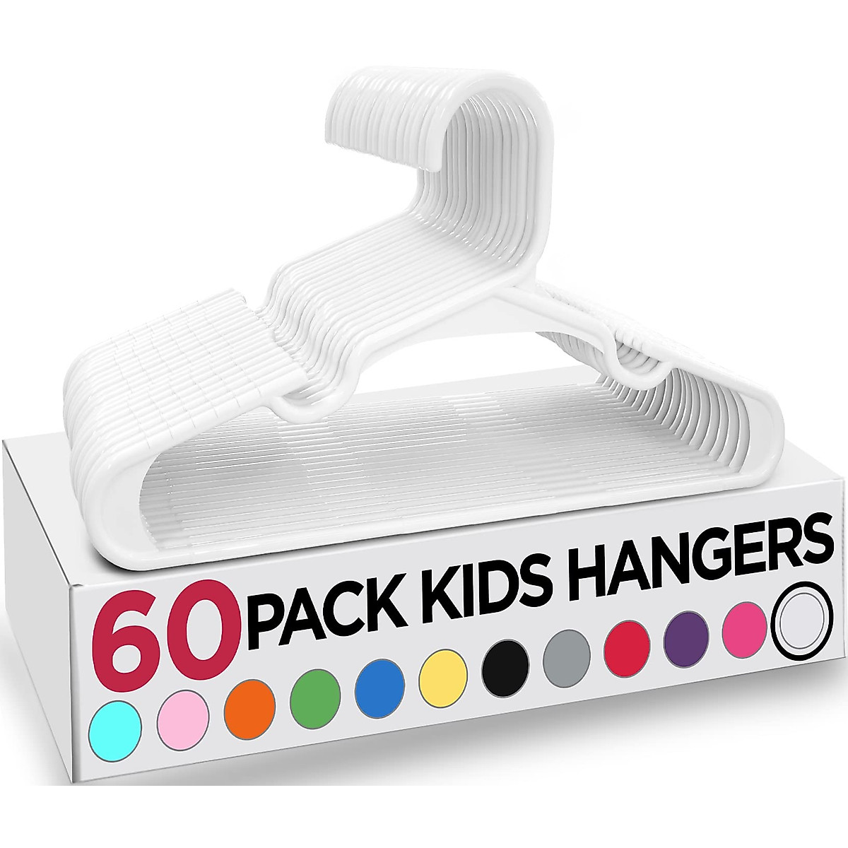 Utopia Home 60 Pack Kids Hangers - 11. 5 Inch Plastic Baby Hangers for Closet - Childrens Hangers for Clothes & Infant Hangers for Closet - Ideal for Everyday Standard Use (White)