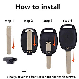 New 4 Button Key Fob Shell Case Fit for Honda Civic Accord Ex Pilot Fit Keyless Entry Remote Key Housing Replacement with Screwdriver (3+1Button 1PCS)