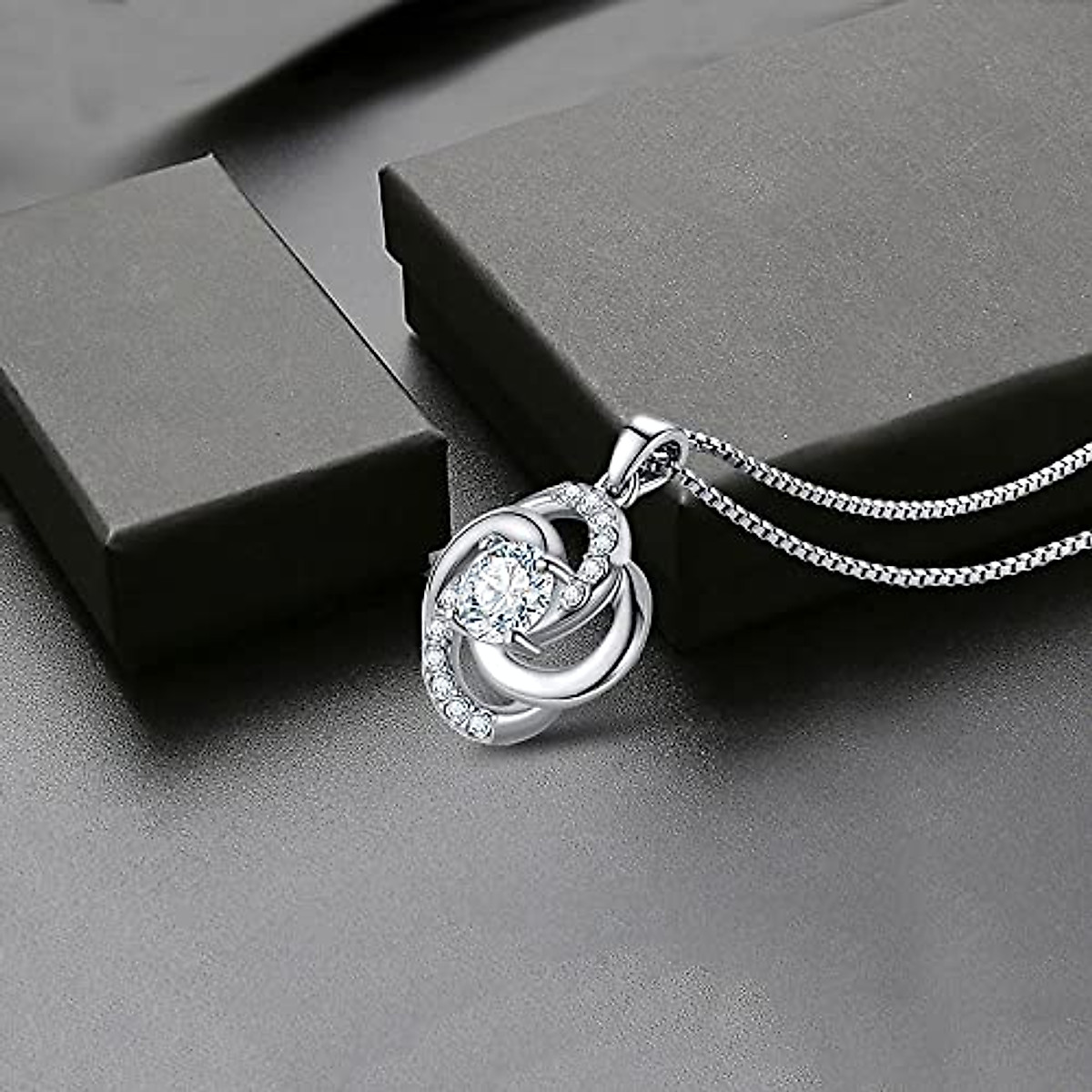 AOUCIA Women Girls 18K Gold Love Heart Cubic Zircon Women's Pendant Necklaces Halloween Christmas Valentine’s Wife Mother’s Day Mom Gifts Jewelry (Petal-Platinum)