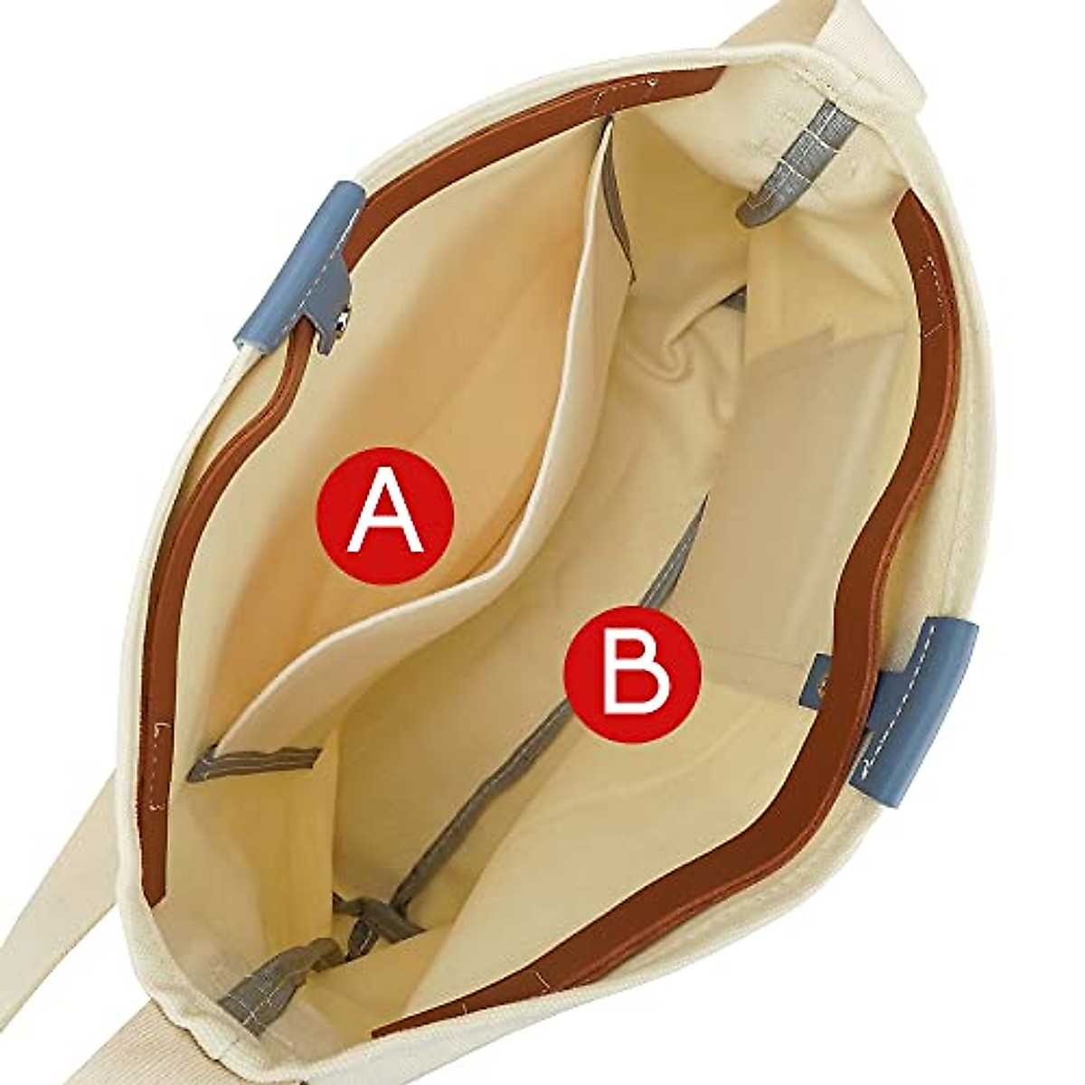 JBB Women's Tote Bag Crossbody Canvas Bags Handbags with Pockets Purses Shoulder Splicing Work Travel White