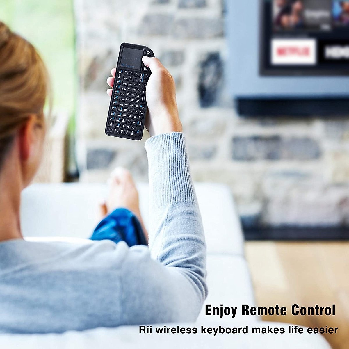 Rii 2.4G Mini Wireless Keyboard with Touchpad Mouse,Lightweight Portable Controller with USB Receiver Remote Control for Windows/ Mac/ Android/ PC/Tablets/ TV/Xbox/ PS3. X1-Black .