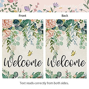 CROWNED BEAUTY Spring Garden Flag Floral 12x18 Inch Double Sided for Outside Welcome Burlap Small Yard Holiday Decoration CF747-12