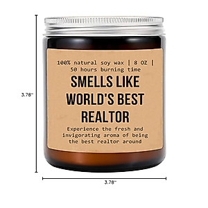 Smells Like World's Best Realtor Candle - Realtor Gift - Gift for Realtor - Real Estate Agent Gift - Salesperson - Glass Candle Jar - Non-Toxic Ingredients