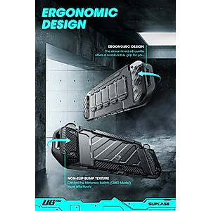 SUPCASE for Nintendo Switch OLED 2021 Case with Front Cover (Unicorn Beetle Forma), [Military-Grade Protection] [5 Game Card Storage Slots] Slim Protective Cover Accessory for Switch OLED, FrostBlack