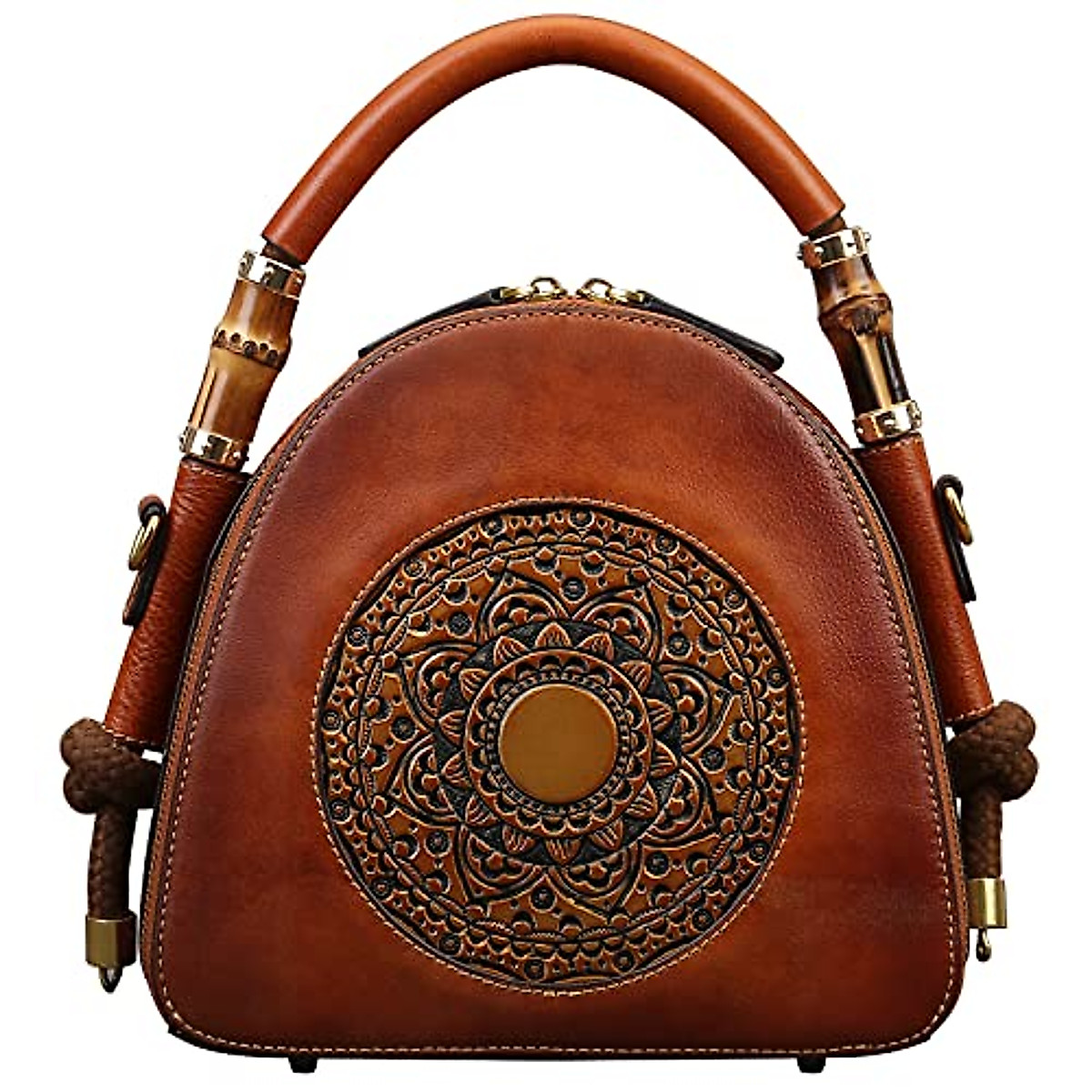 Genuine Leather Handbag for Women, Retro Organizer Top Handle Satchel