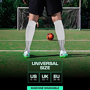 LUX Anti Slip Soccer Knee Socks,Non Slip Football/Basketball/Hockey Sports Grip Socks White
