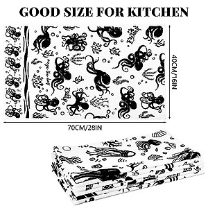 Newwiee 6 Pieces Boho Kitchen Towels Black and White Funny Dish Towels Ocean Animal Themed Tea Towels Absorbent Towels for Boho Housewarming Gifts Kitchen Decoration, 16 x 28''