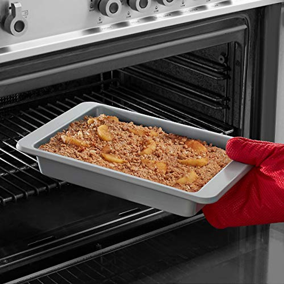 KitchenAid Nonstick Aluminized Steel Rectangular Cake Pan, 9x13-Inch, Silver