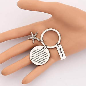 BAUNA Starfish Keychain Never Underestimate The Valuable And Important Difference You Make Social Worker Thank You Gift Volunteers Jewelry (Starfish Keychain)
