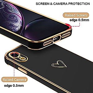 BENTOBEN iPhone XR Case, iPhone XR Phone Case, Cute Heart Pattern Slim Fit Soft Flexible Shockproof TPU Bumper Protective Women Girls Boys Men Non-Slip Lightweight Cover for iPhone XR 6.1“ 2018, Black