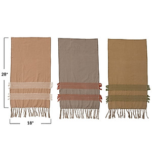 Bloomingville Cotton Fringe, Set of 3 Colors Tea Towel, Multi
