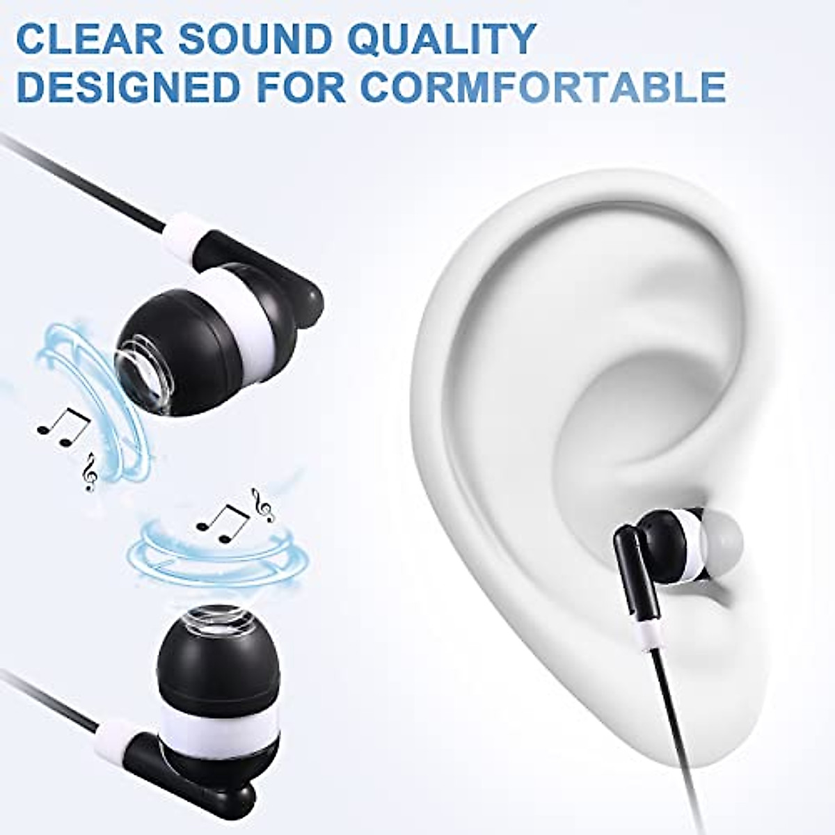 Konohan 160 Packs Bulk Earbuds with Wire Kids Earphones Classroom Headphones for Students Headphones Individually Bagged, 8 Colors Ear Buds Earphones Bulk Headphones for Classroom School Library