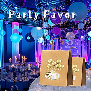 COGLARING 100Pcs 11x5.9x11 Gift Bags Black Kraft Paper Bag with Handles Bulk for Favor Grocery Retail Party Birthday Shopping Business