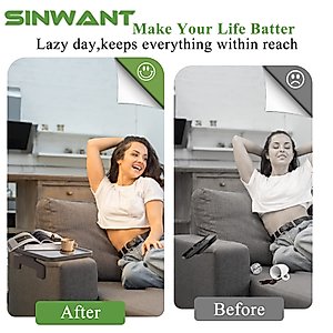 SINWANT Sofa Arm Clip Table,Sofa Arm Tray Table for Couch,Arm Rest Table Suitable for Home Drinks/Eat/Fruit,Sofa Tray Table for Couch Tray,Coffee Table & Side Tables for Small Spaces, Grey