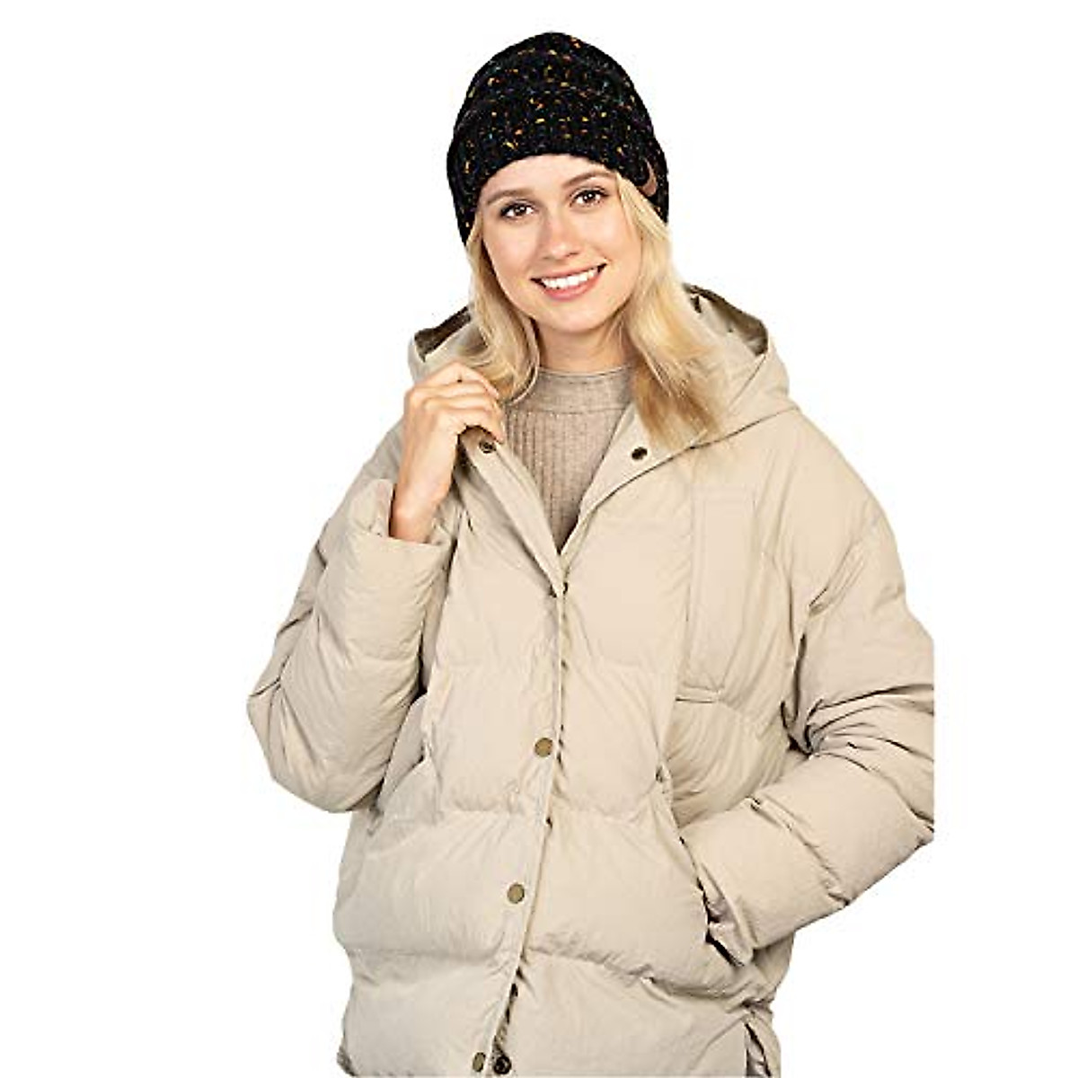 2PCS Parent-Child Family Beanie Cap Set, Mother & Baby Daughter/Son Winter Warm Knit Crochet Beanie Hat for Boys Girls Navy