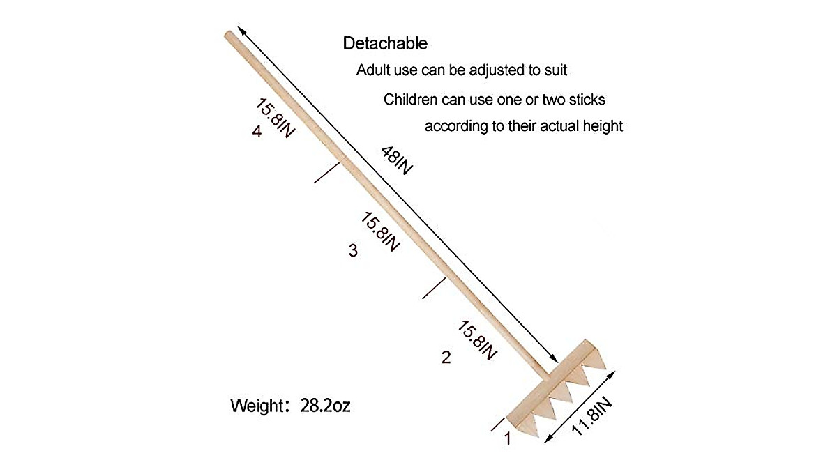 Outdoor Zen Garden Rake - 48" Solid Oak Japanese Sand Rake