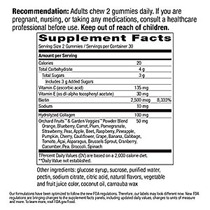 Nature's Way Alive! Hair, Skin & Nails Gummies with Biotin and Collagen, Beauty Support*, Strawberry Flavored, 60 Gummies