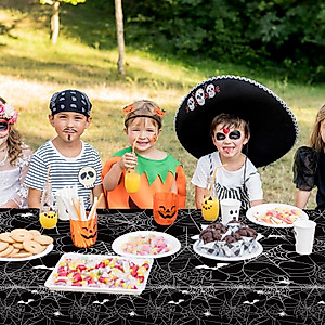 InIsaJace Spider Web Halloween Tablecloth - 3PCS Halloween Tablecloth Plastic Halloween Table Cloth Disposable Rectangle Halloween Table Cover Halloween Party Table Decoration Supplies(108x54 Inch)