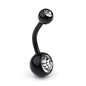 Ruifan 4PCS 14G Clear Birthstone Crystal Ball Belly Button Rings Navel Barbell Body Jewelry Piercing