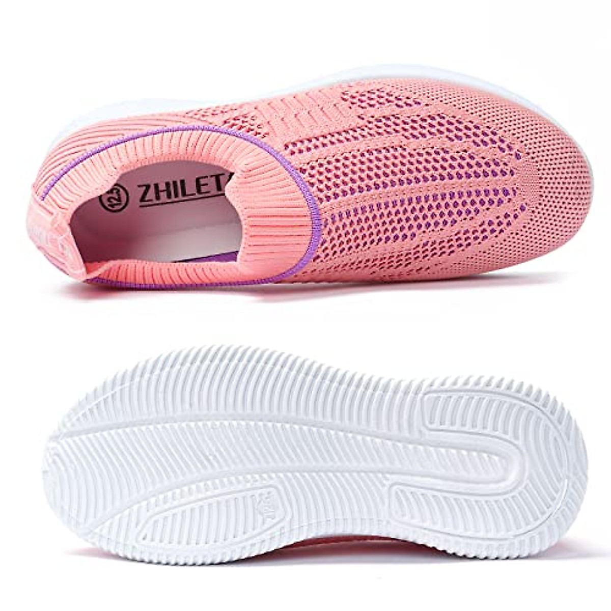 ZHILETAO Boys & Girls Lightweight Mesh Sneakers for Slip-on Walking Running Shoes for Pink Size 2M Little Kids