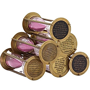 Brass Hour Glass with Religious Quotes, Unique Sandglass for Son, Grandson, Daughter, Father, Mother, Husband, and Some one You Love. (Old Brass Joshua 1:9 Black)