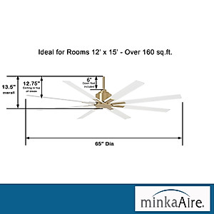 MINKA-AIRE F896-65-SBR/WHF Xtreme H2O 65 Inch DC Motor Outdoor Ceiling Fan with Remote Control in Soft Brass Finish with Flat White Blades