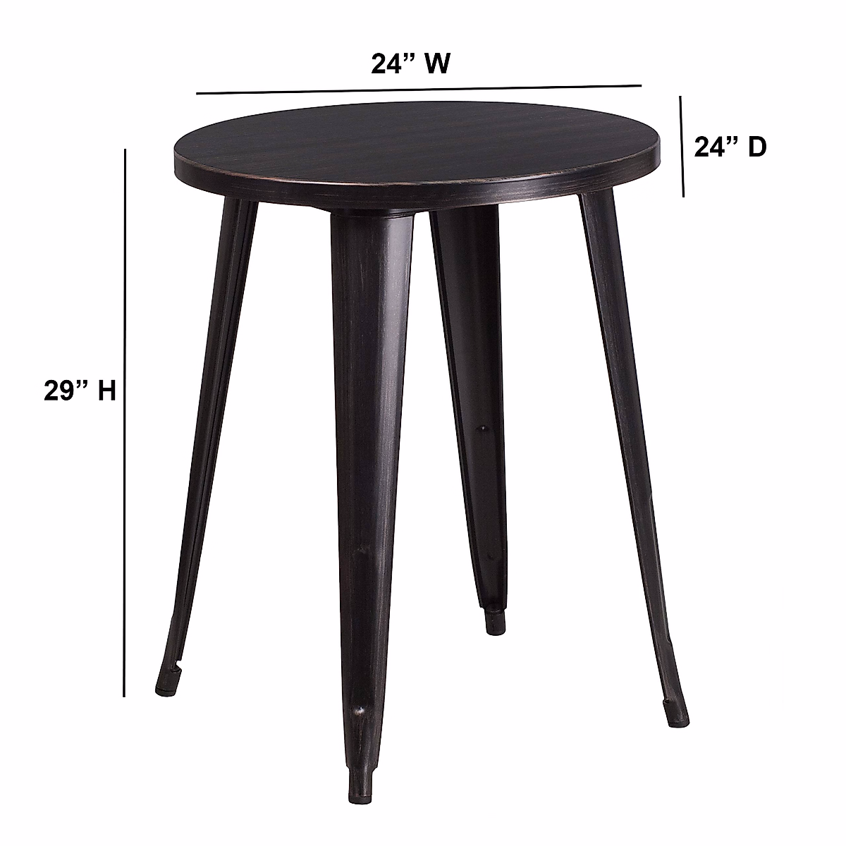 Flash Furniture Webb Commercial Grade 24" Round Black-Antique Gold Metal Indoor-Outdoor Table