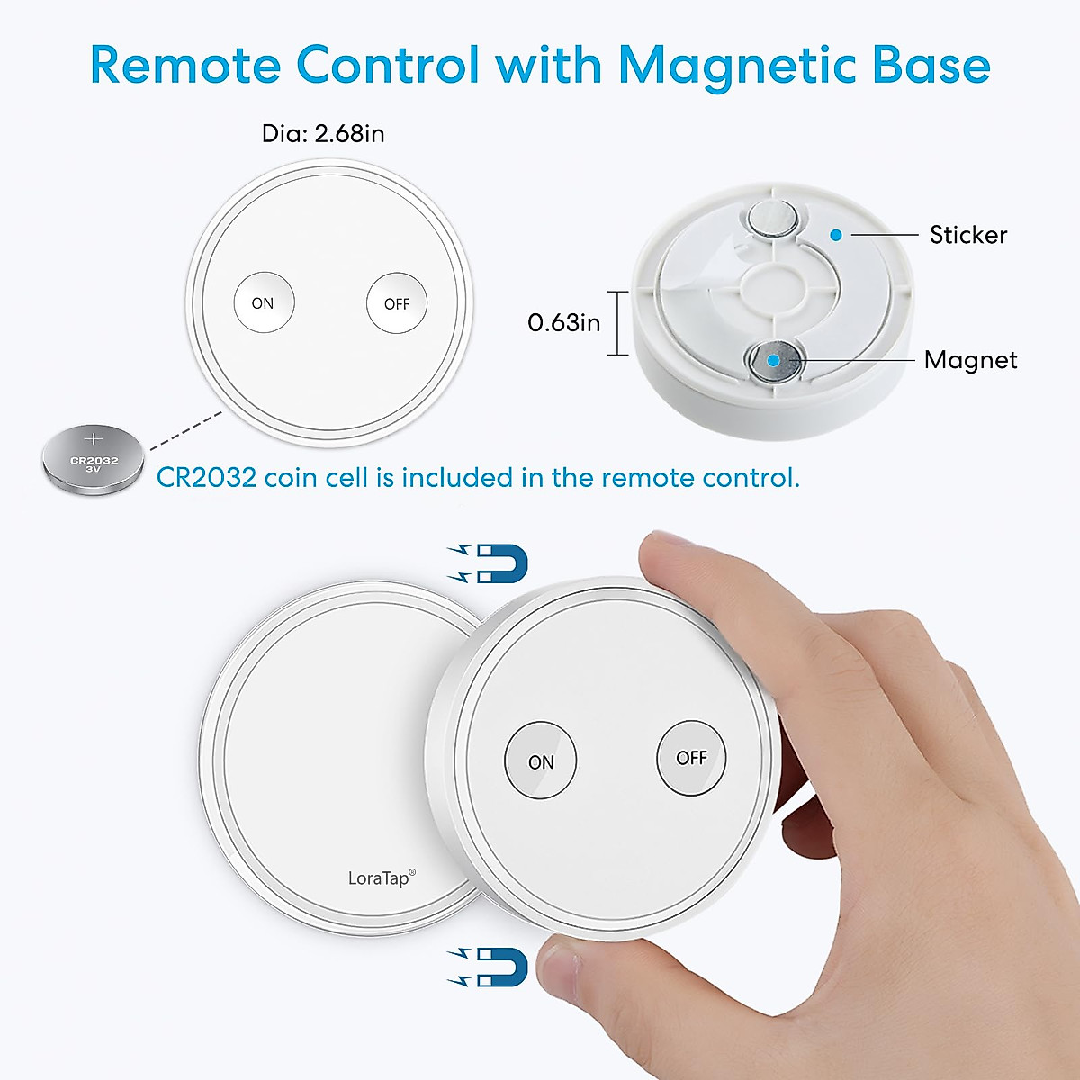 LoraTap Remote Control Outlet Plug Adapter with Remote, 656ft Range Wireless Switch for Lights and Household Appliances, No Hub Required, 16A/1760W, White, 2 Years Warranty