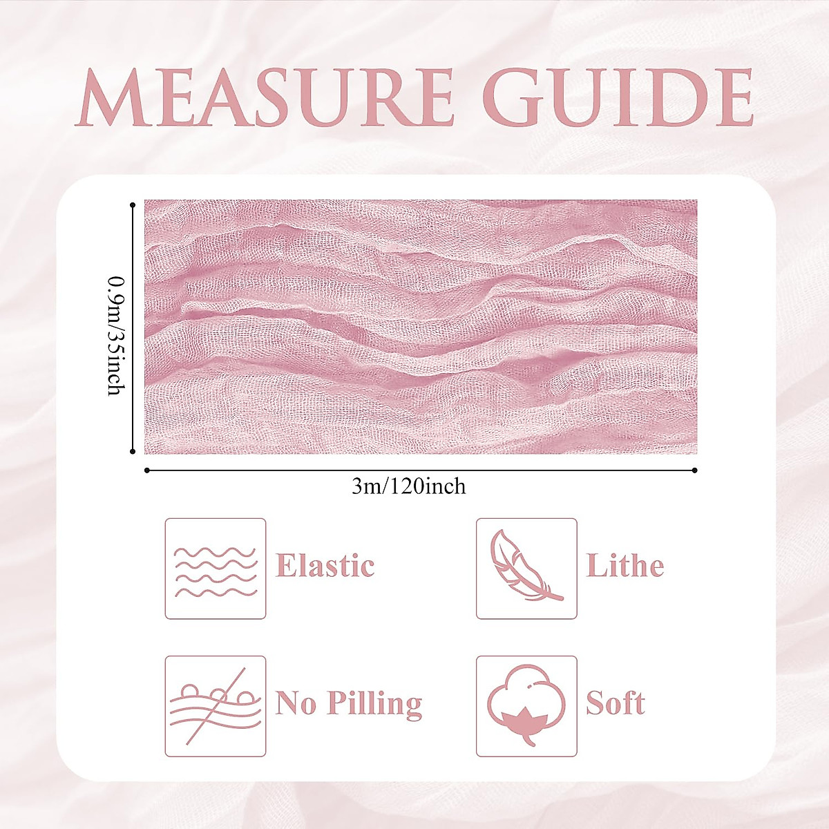 Xiomot 3PCS Table Runner Fall Cheesecloth 10FT Blushing Pink Boho Gauze Cheese Cloth Rustic Sheer Table Runners for Thanksgiving Wedding Bridal Baby Shower Party Decoration